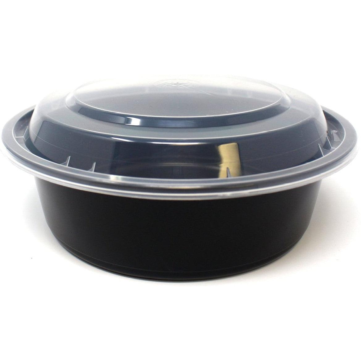 Kari-Out - 7" Shallow Round Black Plastic Containers with Lid Combo 15