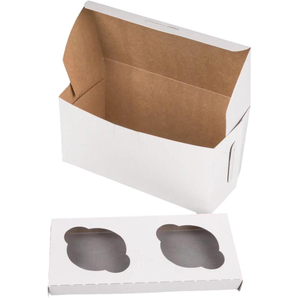 EB Box - 8" x 4 " x 4" White 2 Cupcake Box with 2 Slot Insert, 100/cs ...