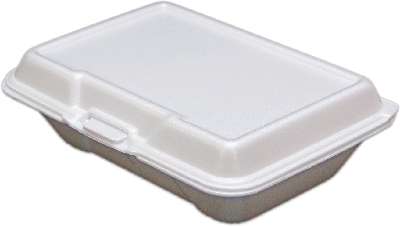 Ecopax - 9" x 6" White 1 Compartment Rectangular Foam Hinged Container