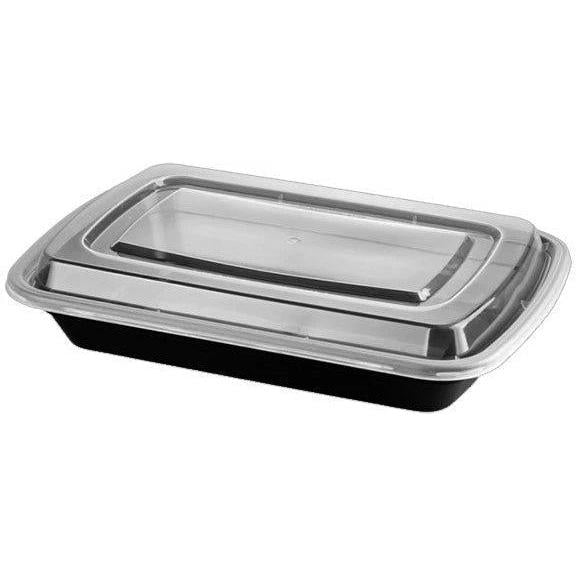 RitePak - 12 Oz, 7" x 5" x 1.5" Black Rectangular Container with Lid ...