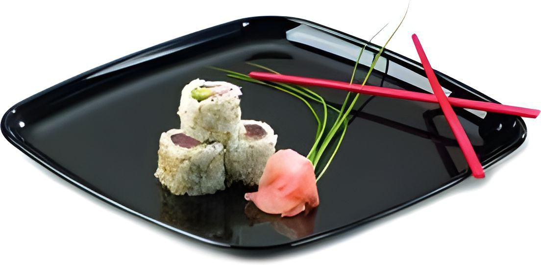 Sabert - Mozaïk Black PP 14" Square Platter with Clear Dome Lid, 25/Cs