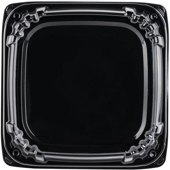 Sabert - 12" UltraStack Black Square Platter with Clear High Dome Lid